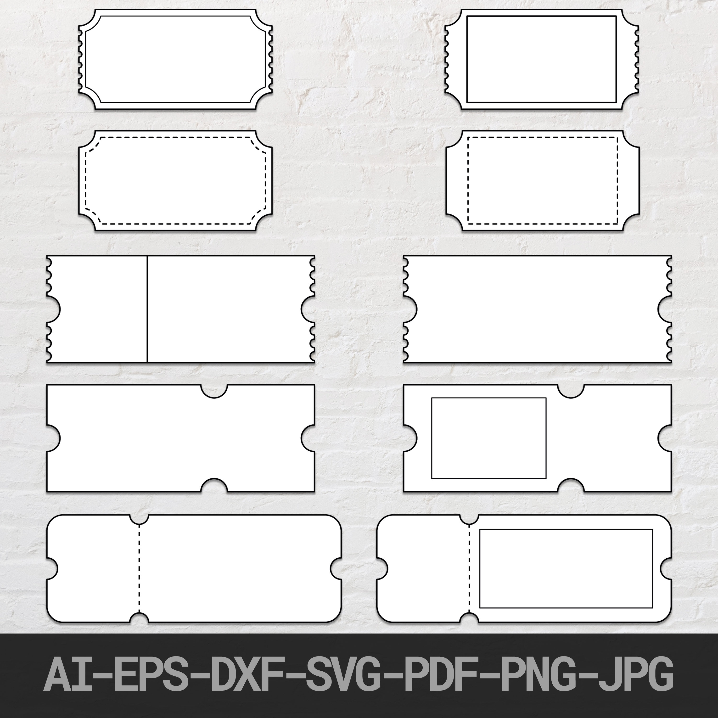 Ticket SVG Ticket Template Svg Empty Event Ticket Coupon Cut File Custom Ticket Bundle Movie ...