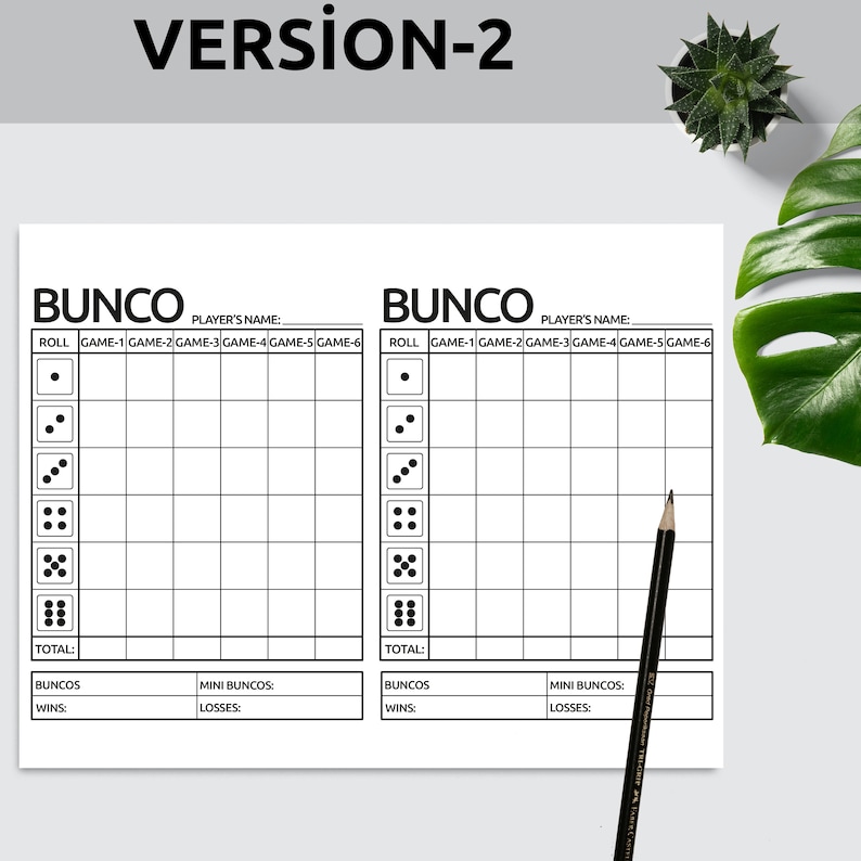 Bunco Scoresheet Bunco Printable Scorecards Minimalist Bunco Printable ...