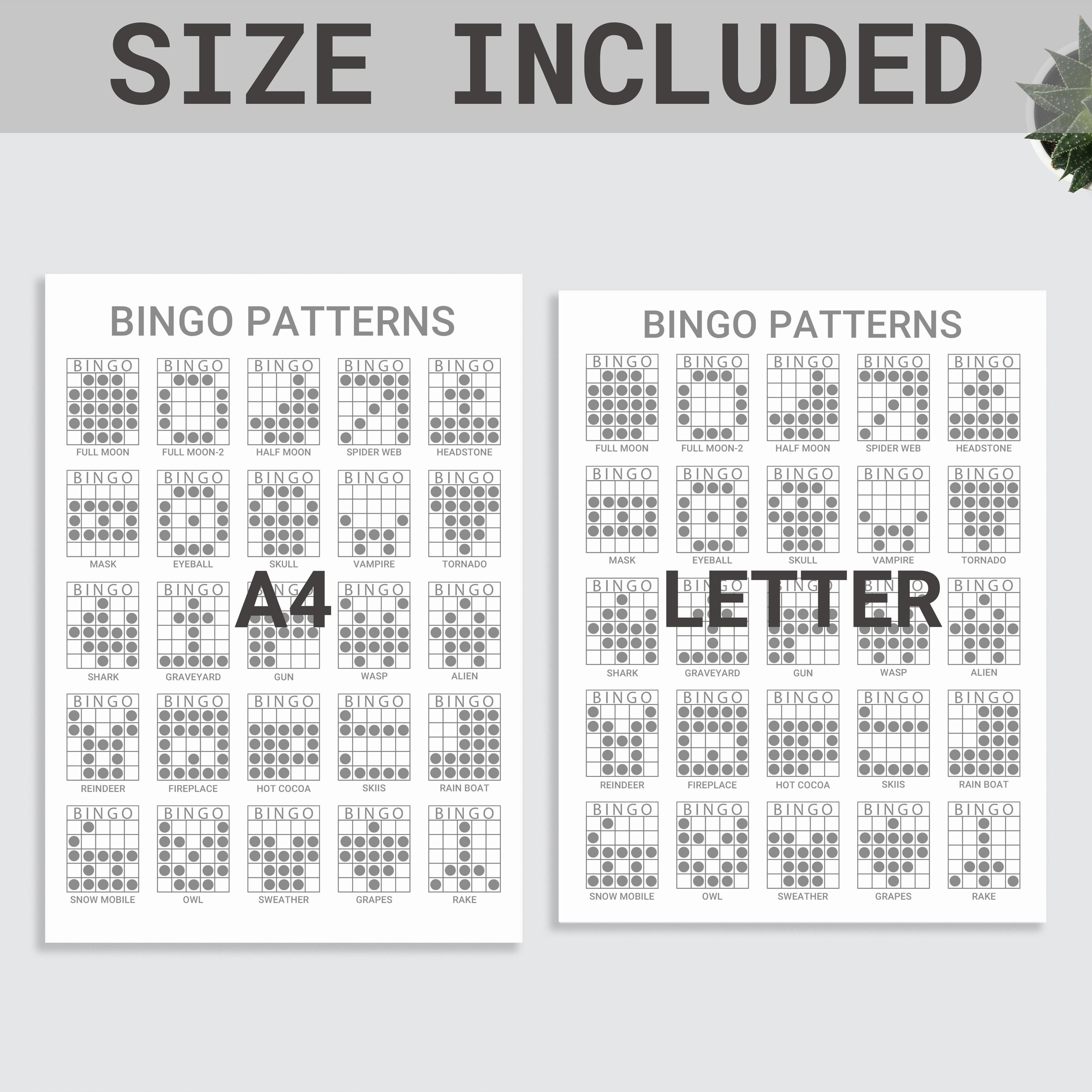 200 Bingo Patterns | Printable Fun Bingo Party Game | Bingo Winning ...