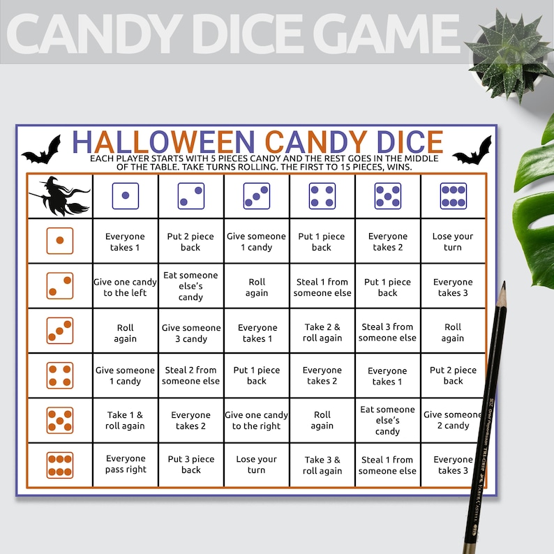 Halloween Candy Dice Game | Halloween Candy Game | Halloween Party ...