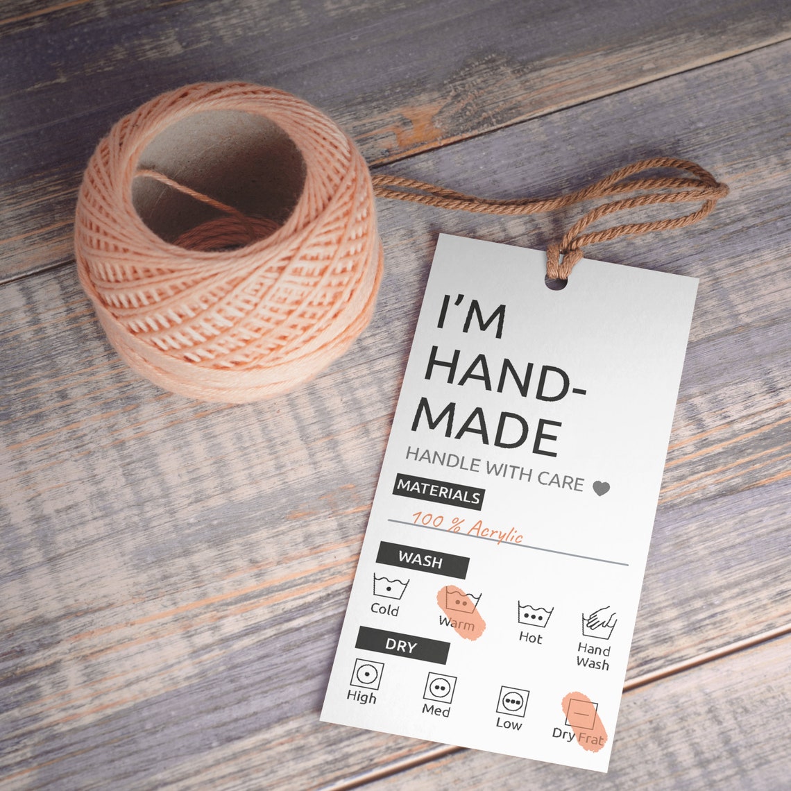 Printable Care Tags Labels Washing Instructions Card Apparel Care ...