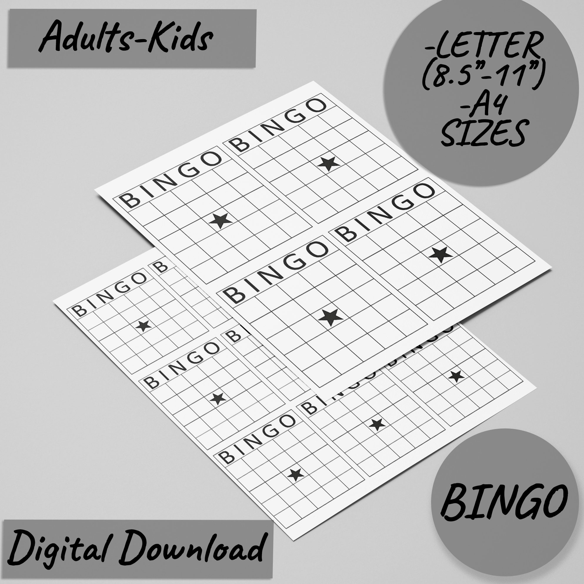 Blank Bingo Card Template | Fun Bingo Party Game | Printable Bingo Game ...