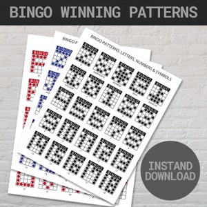 100 Bingo Patterns | Printable Fun Bingo Party Game | Bingo Winning ...