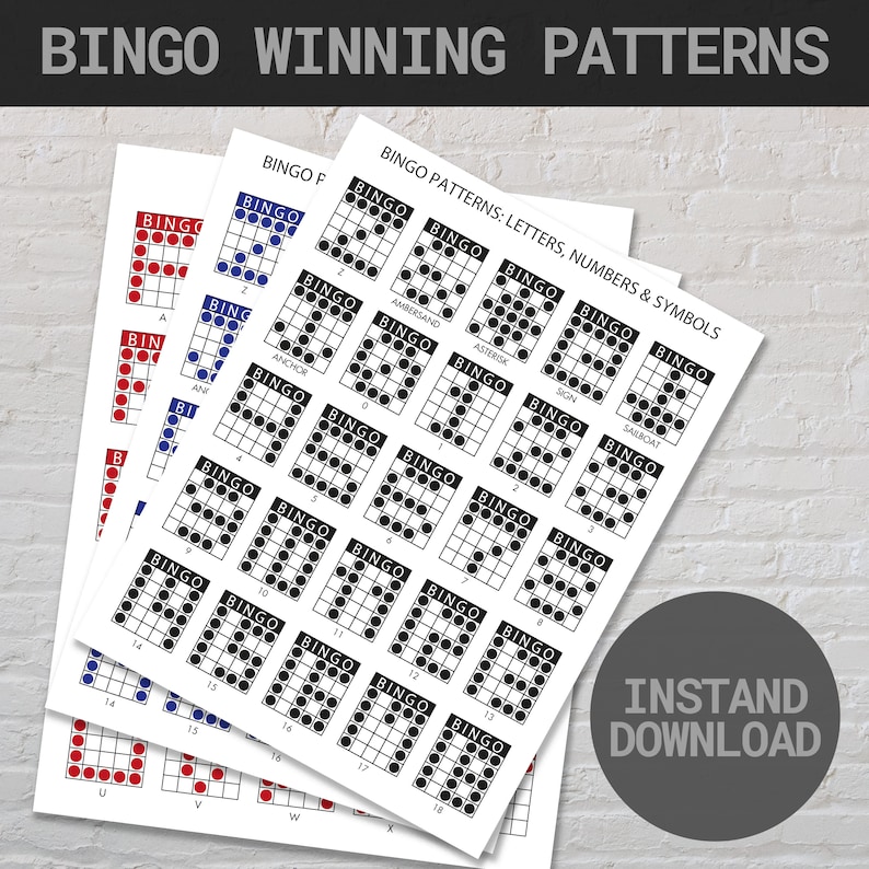 100 Bingo Patterns | Printable Fun Bingo Party Game | Bingo Winning ...
