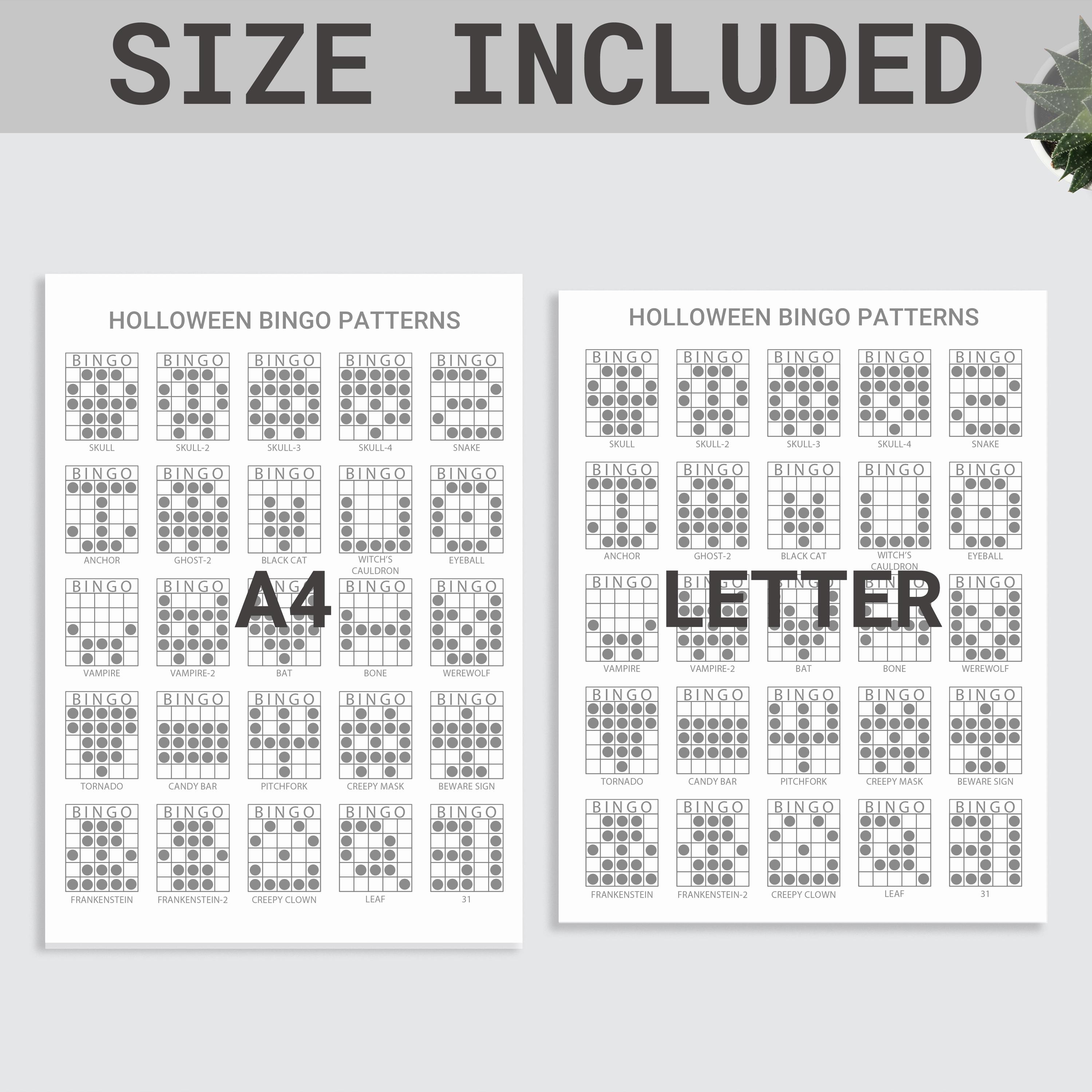 Halloween Bingo Patterns | Printable Holloween Bingo Party Game | 50 ...