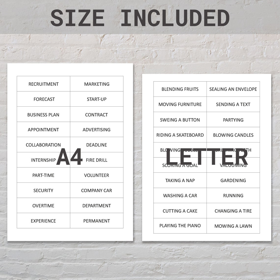 Printable Charades Game Office Action Charades Cards Work Group Game ...