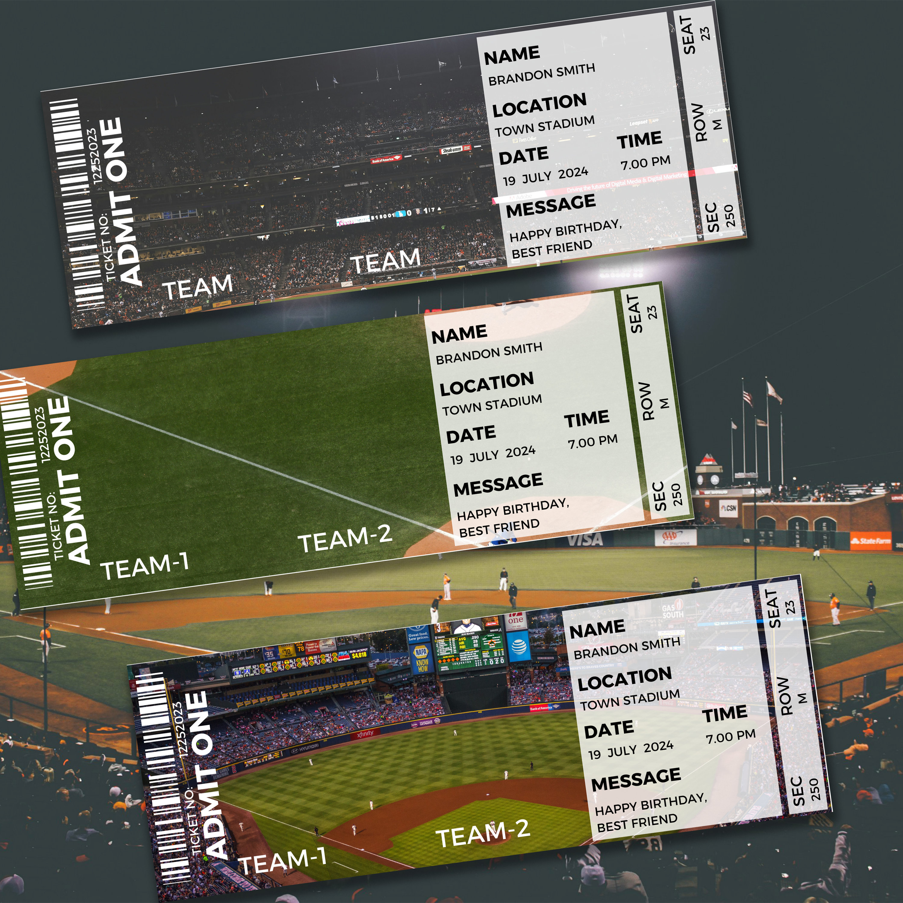 Baseball Game Ticket | Editable Baseball Ticket Gift | Birthday ...