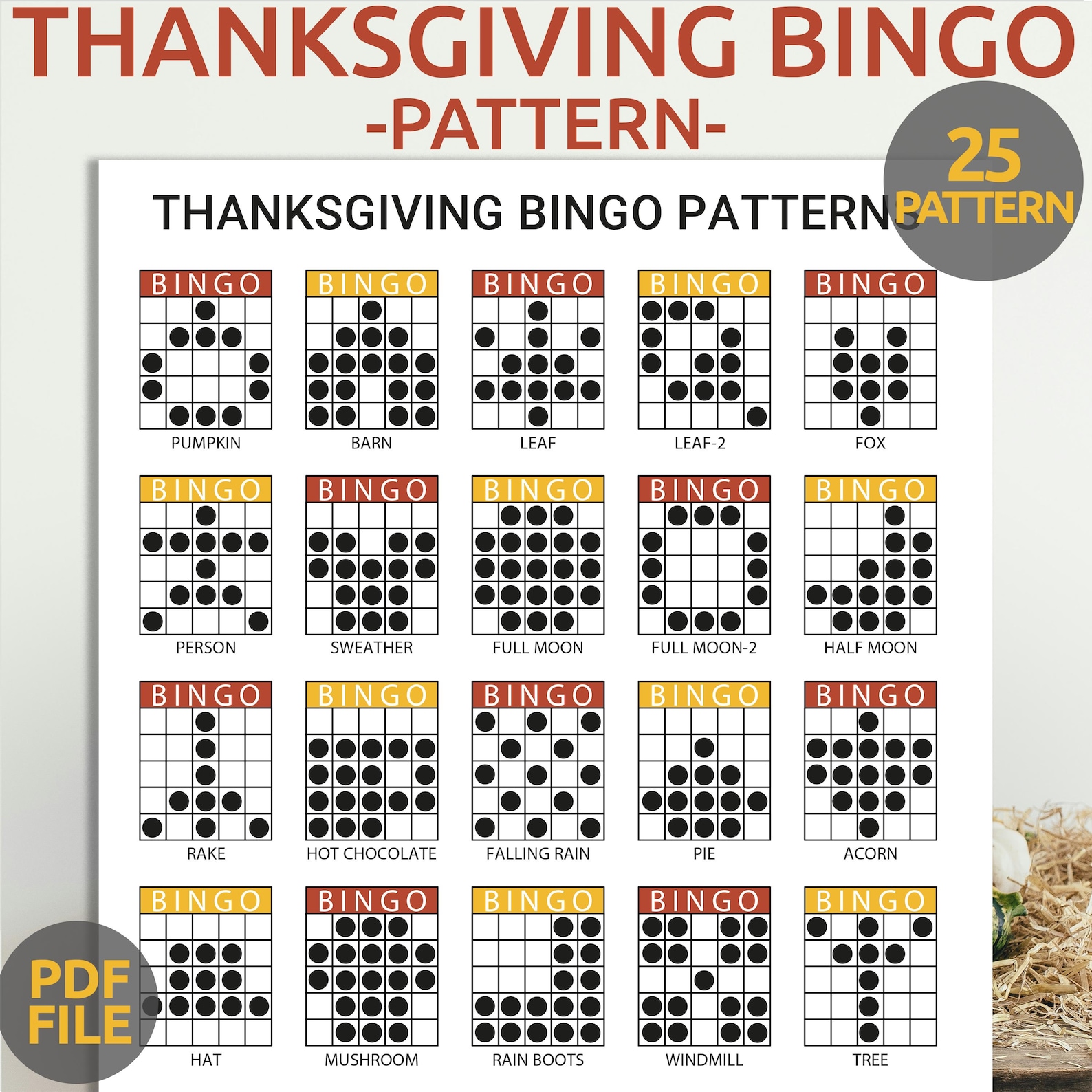 Thanksgiving Bingo Patterns | Printable Thanksgiving Bingo Party Game ...