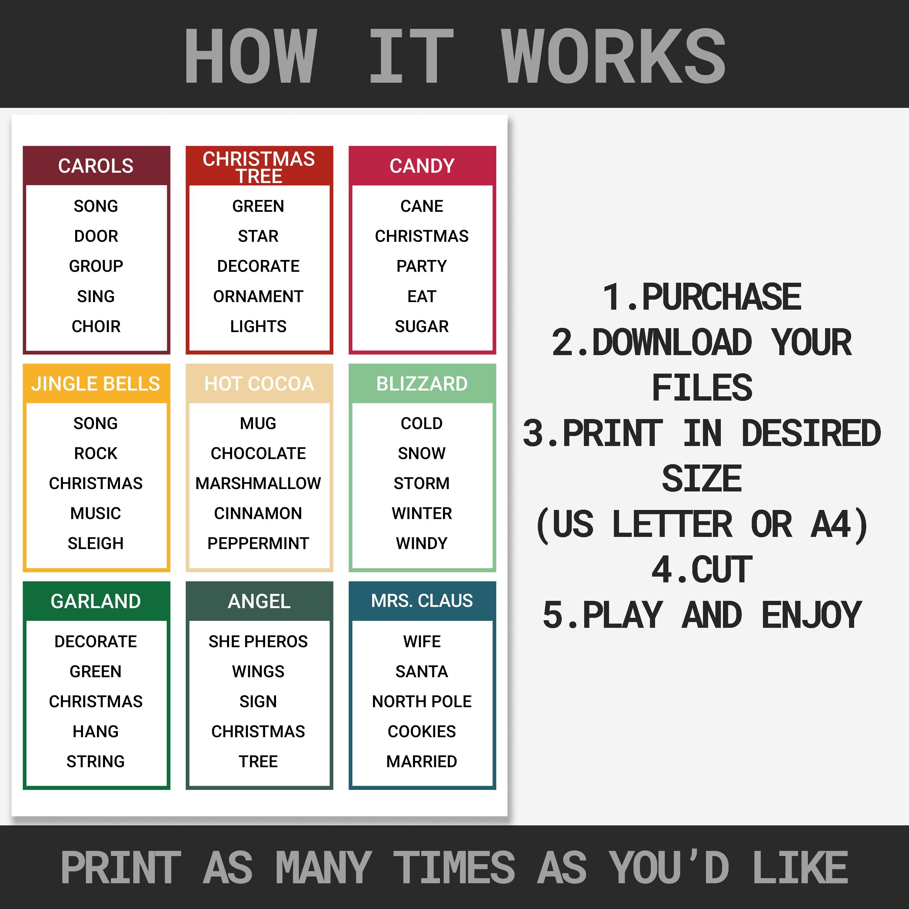 Christmas Taboo Game | Christmas Forbidden Words | Printable Christmas ...