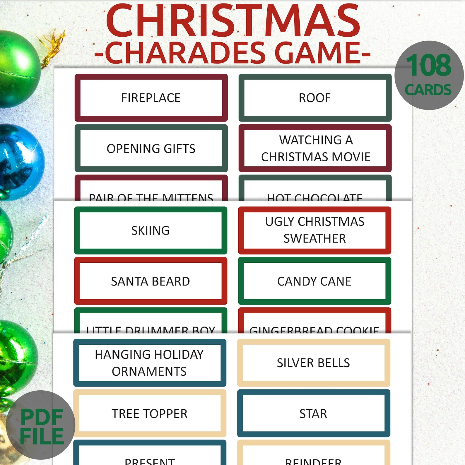 Christmas Party Games | Christmas Charades | Christmas Printable Game ...