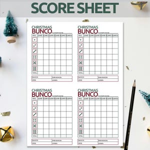 Christmas Bunco Bundle | Minimal Bunco Game | Printable Christmas Party ...