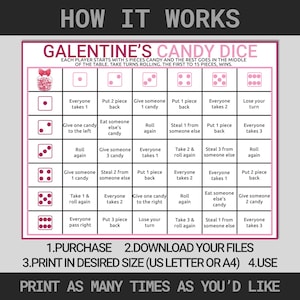 Printable Galentines Dice Game | Galentine's Day Candy Dice Game ...
