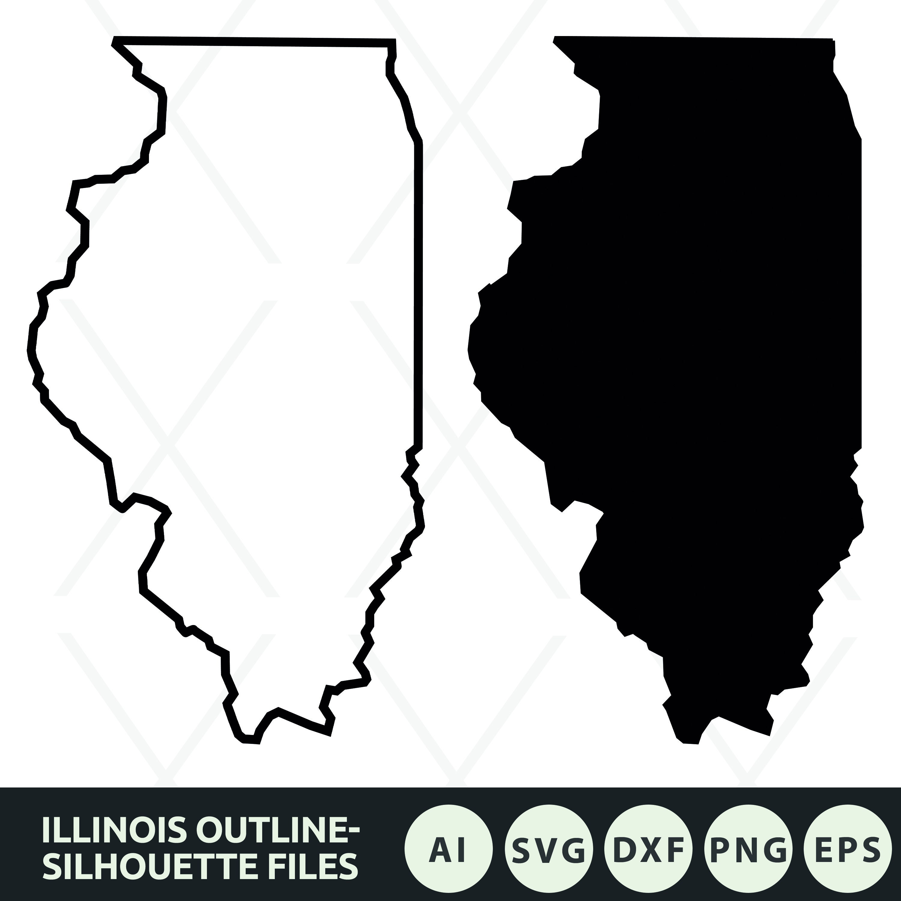 Illinois Outline SVG Files Illinois Silhouette SVG Files Illinois Cut ...