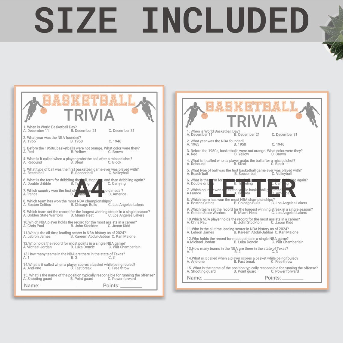 Basketball Trivia Game | Printable Basketball Party Game | Fun ...