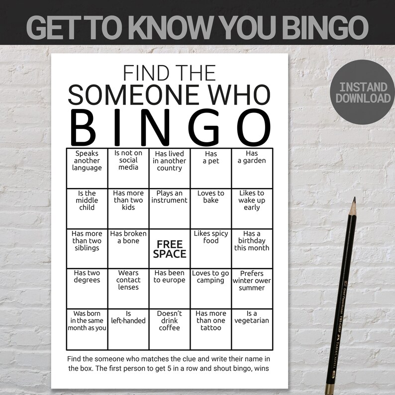 Editable Get to Know You Bingo | Icebreaker Bingo Find Someone Who ...