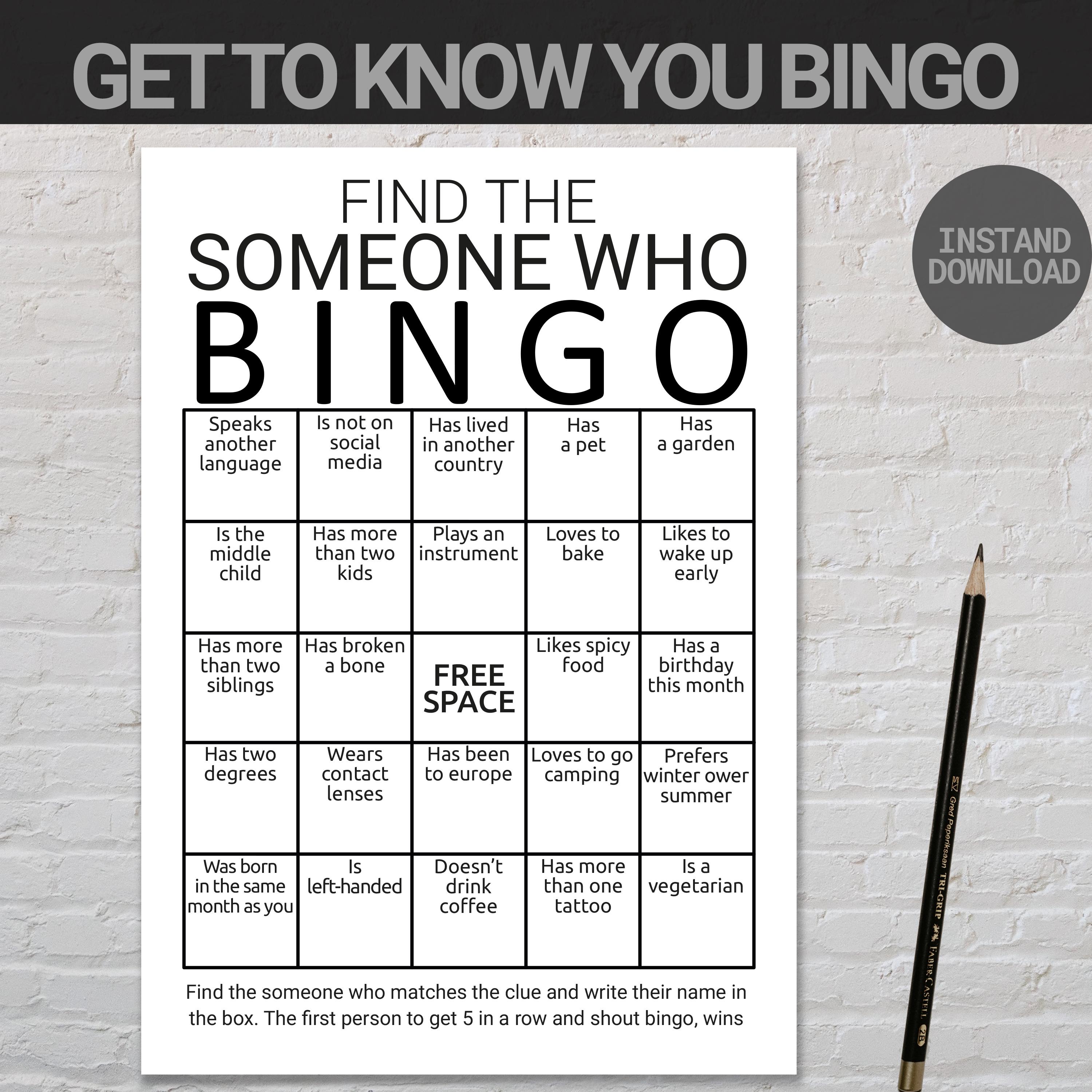 Editable Get to Know You Bingo | Icebreaker Bingo Find Someone Who ...