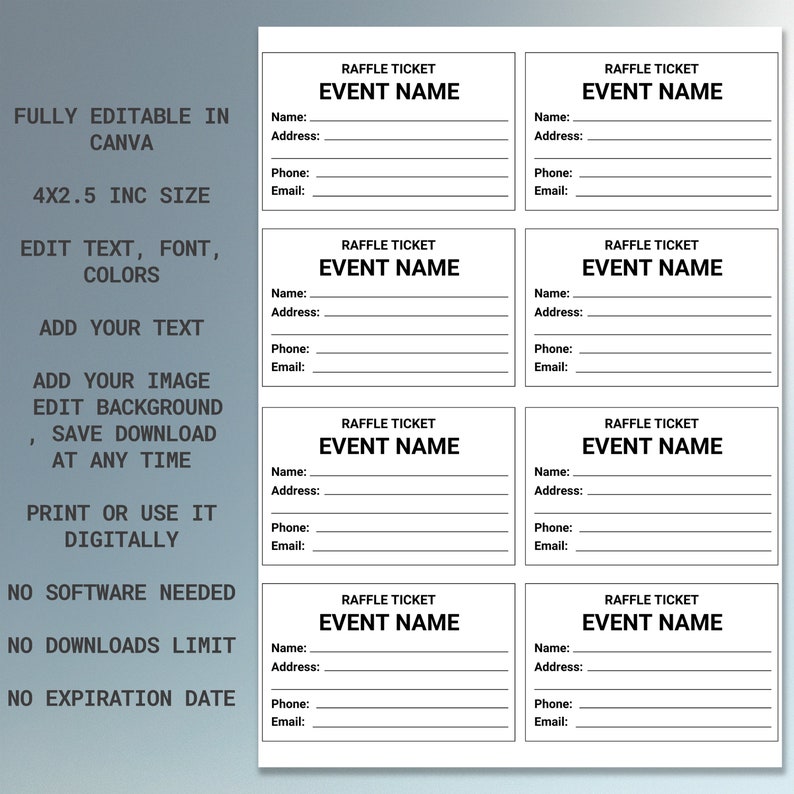 Editable Raffle Ticket Template | Printable Raffle Ticket | Surprise ...