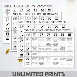 Editable Dicebreaker Roll and Tell Game | Table Talk Dice | Editable ...