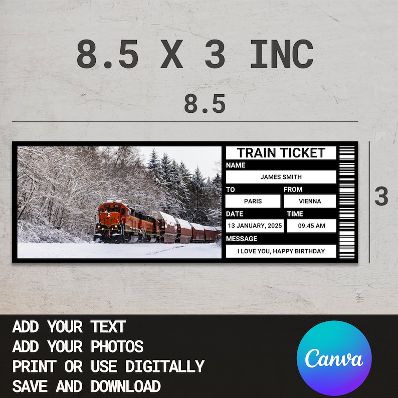 Train Ticket Template | Train Ticket | Editable Train Ticket Template ...