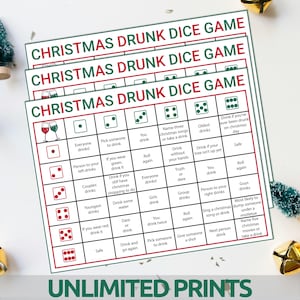 Drunk Dice Christmas Drinking Game | Christmas Party Game | Christmas ...
