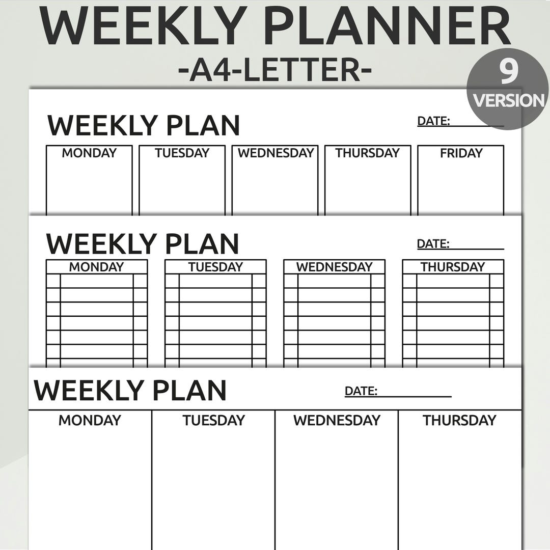 Weekly Schedule Template | Weekly Planner Printable | Weekly Planner ...