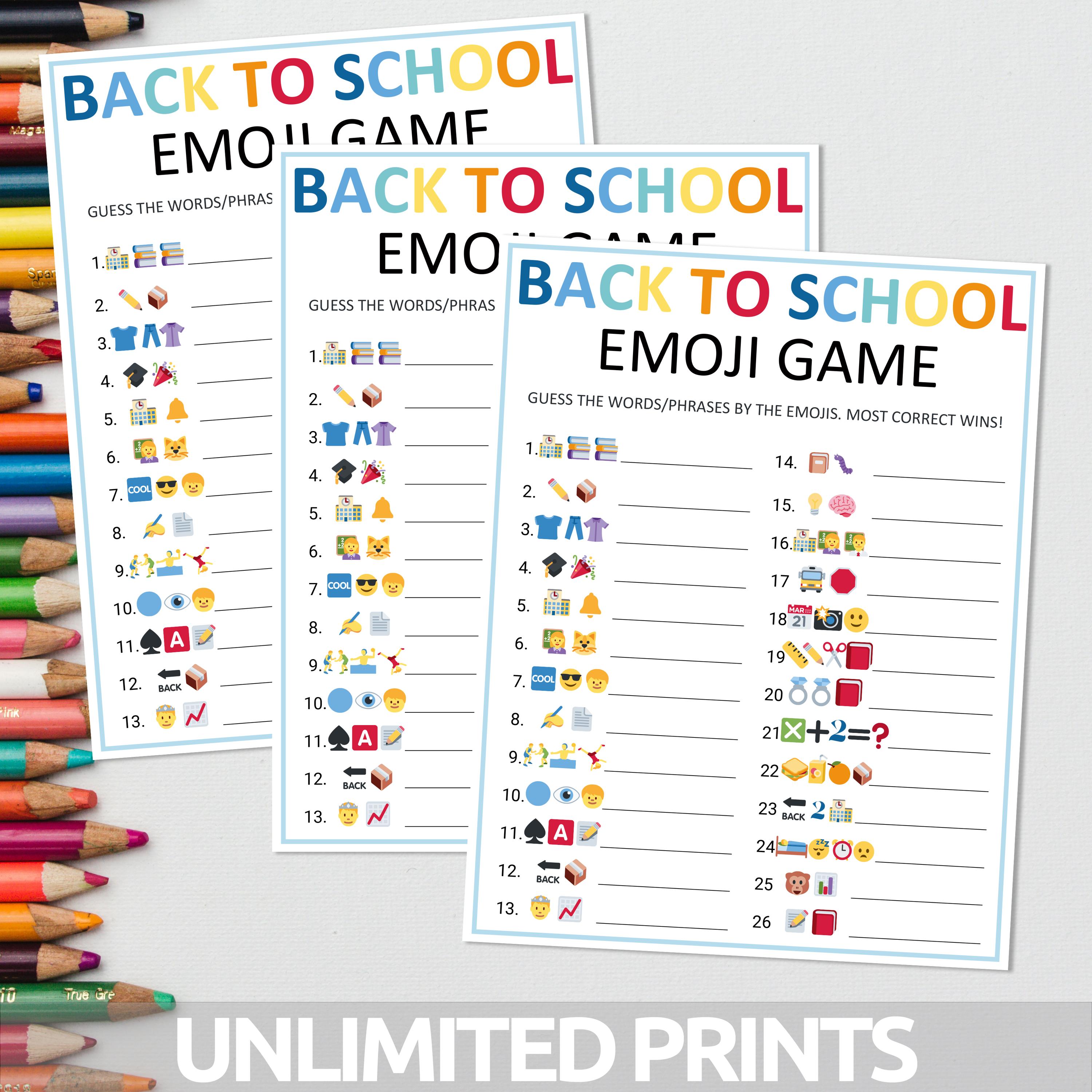 Back to School Emoji Game | School Emoji Quiz | First Day of School ...