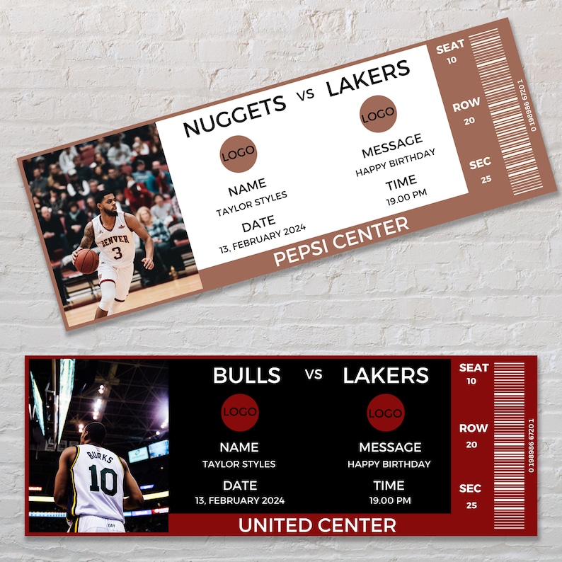 Custom Basketball Tickets | Printable Basketball Tickets Canva Template ...