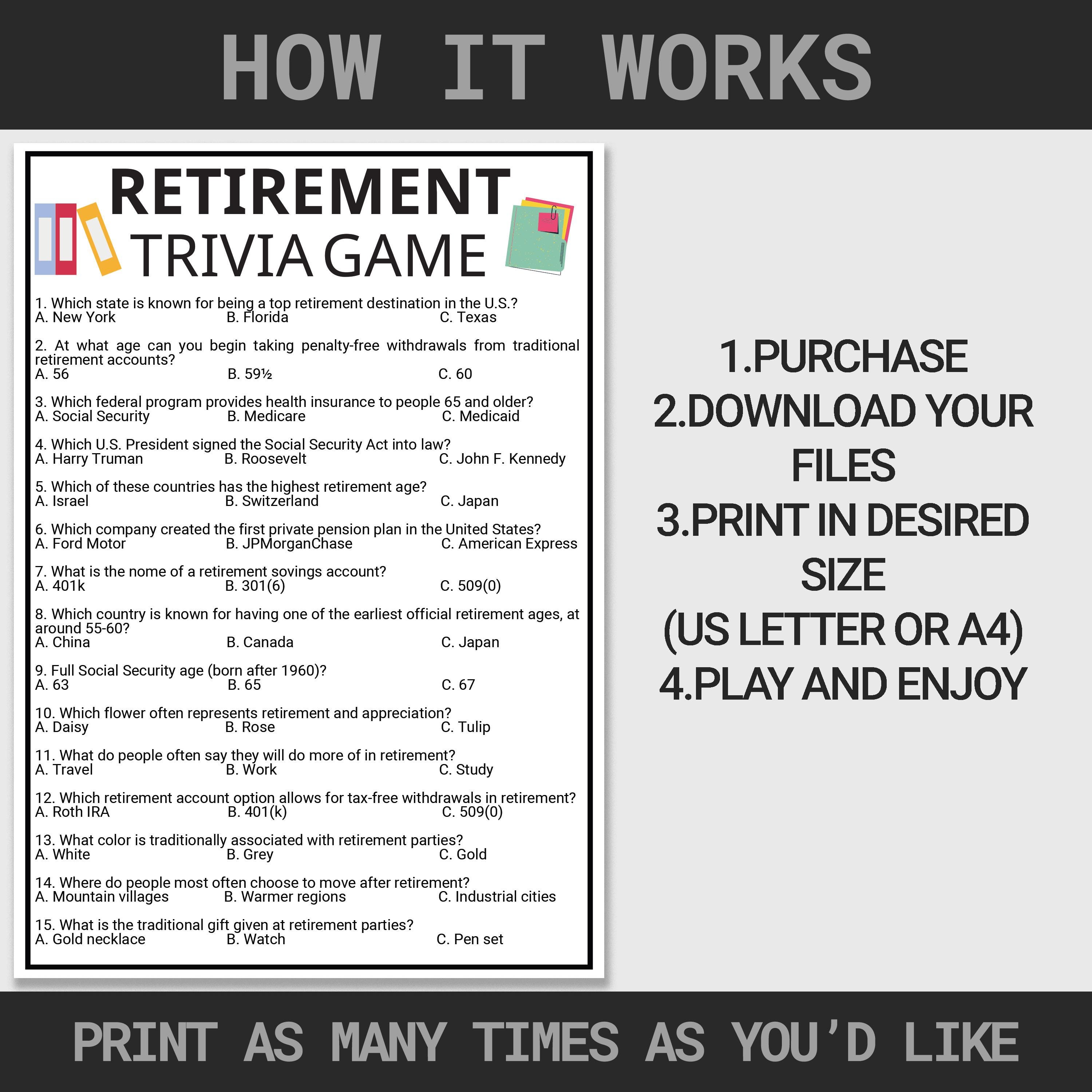 Retirement Trivia Game | Retirement Game | Retirement Party Game ...