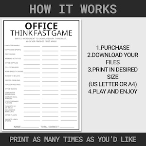Printable Office Party Game | Office Think Fast Game | Team Building ...