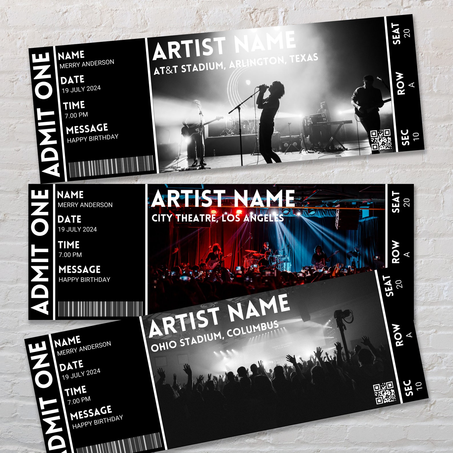 Editable Concert Ticket Template Custom Concert Ticket Personalized ...