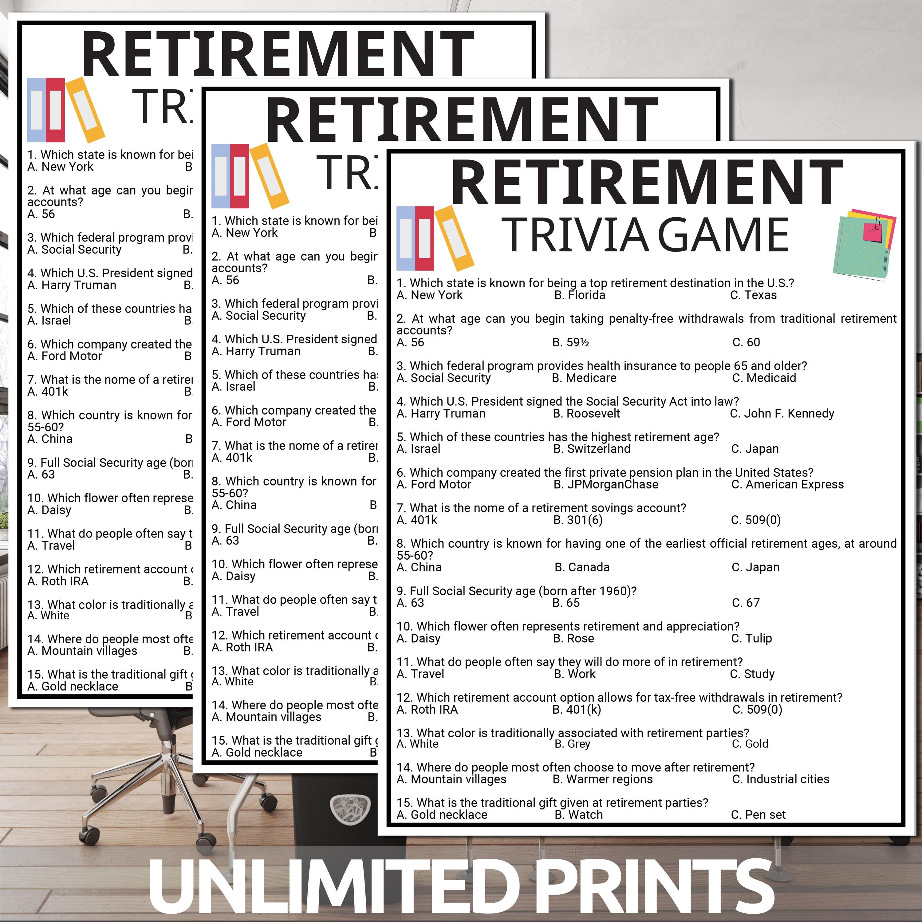 Retirement Trivia Game | Retirement Game | Retirement Party Game ...