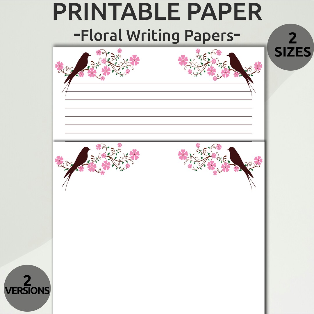Floral Printable Paper Line Sheet Notes Papers Writing Paper Printable ...