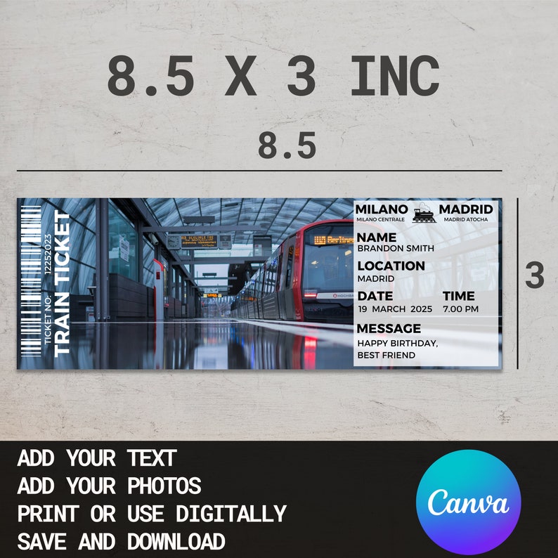 Train Ticket Template | Train Ticket | Editable Train Ticket Template ...