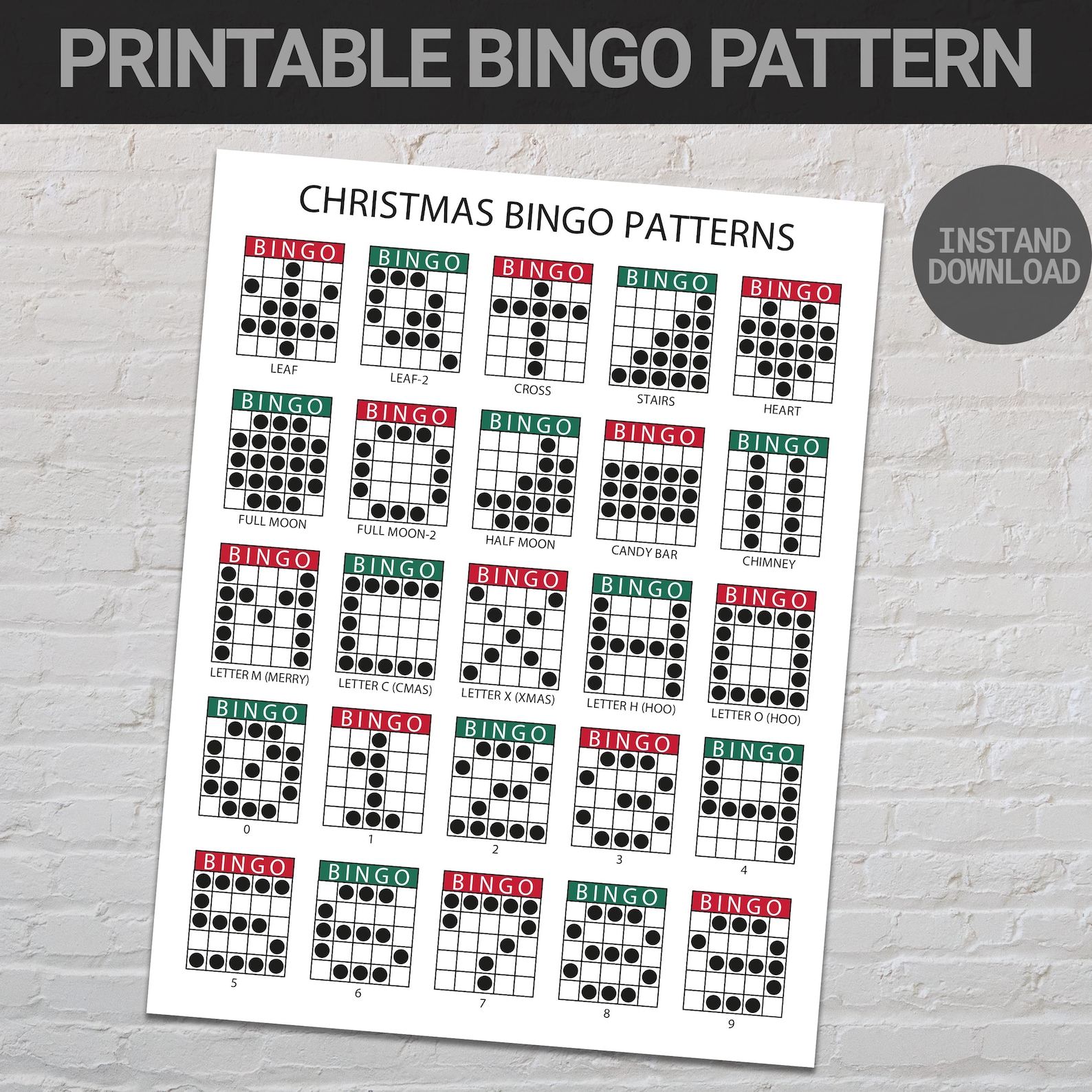Christmas Bingo Patterns | Printable Christmas Bingo Party Game | 50 ...