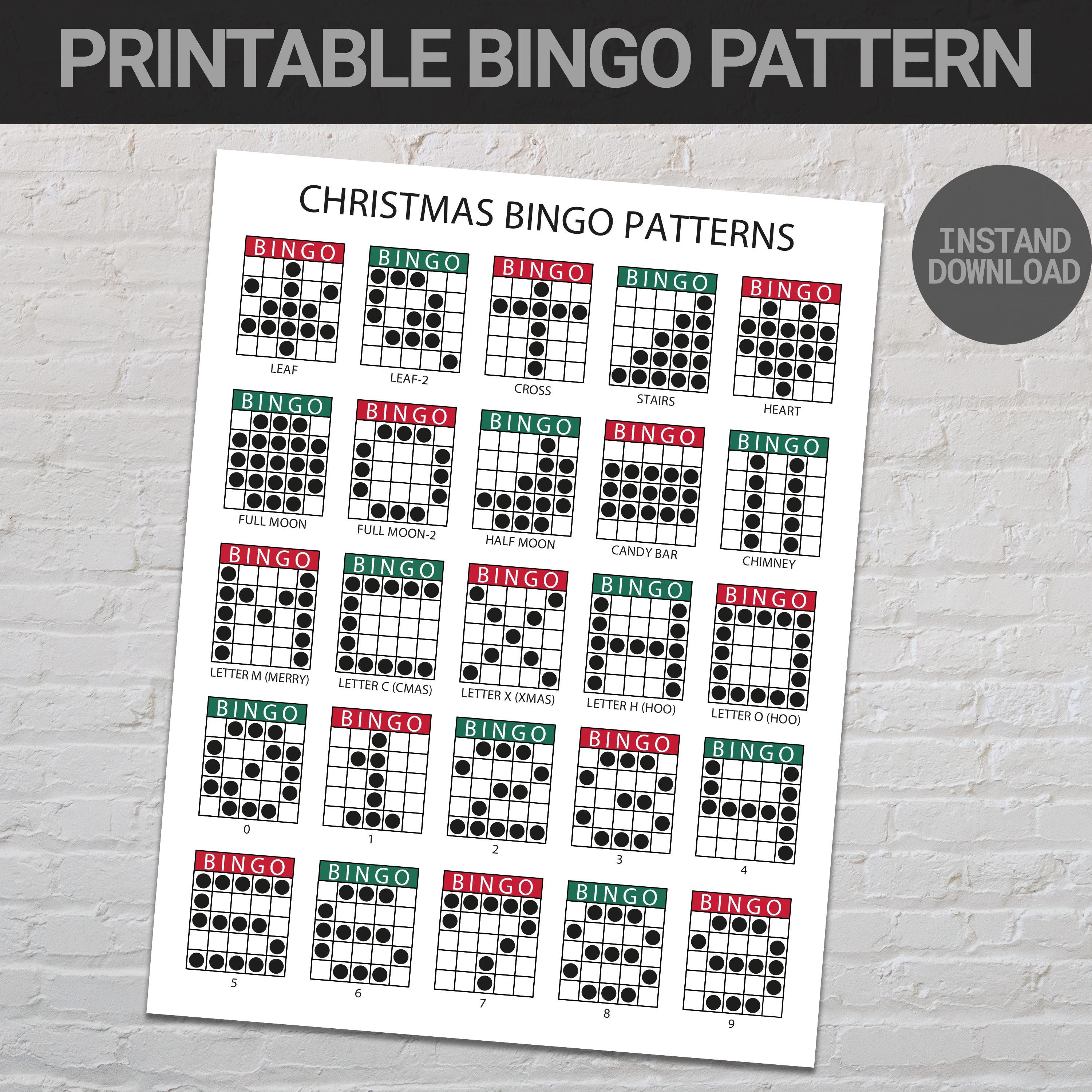 Christmas Bingo Patterns | Printable Christmas Bingo Party Game | 50 ...