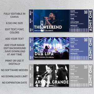 Editable Concert Ticket Template | Custom Concert Ticket | Personalized ...