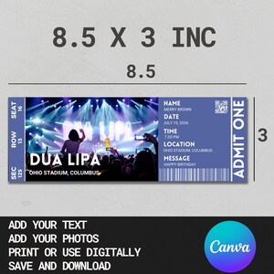 Editable Concert Ticket Template | Custom Concert Ticket | Personalized ...