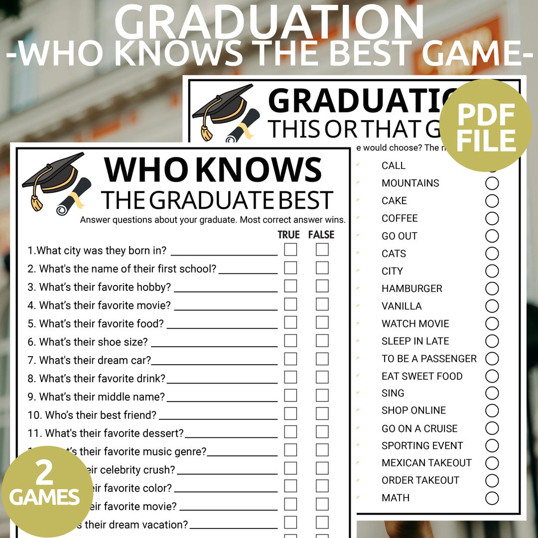 Who Knows the Graduate Best Game | Would the Graduate Rather Game ...