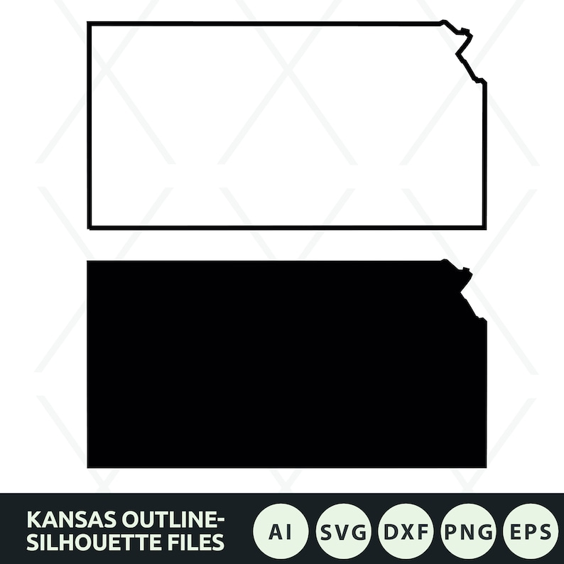 Kansas Outline SVG Files Kansas Silhouette SVG Files Kansas Cut File ...