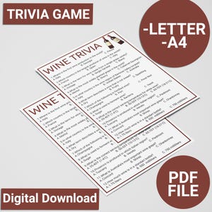 Wine Trivia Game | Printable Wine Trivia Quiz | Wine Party Trivia Game ...