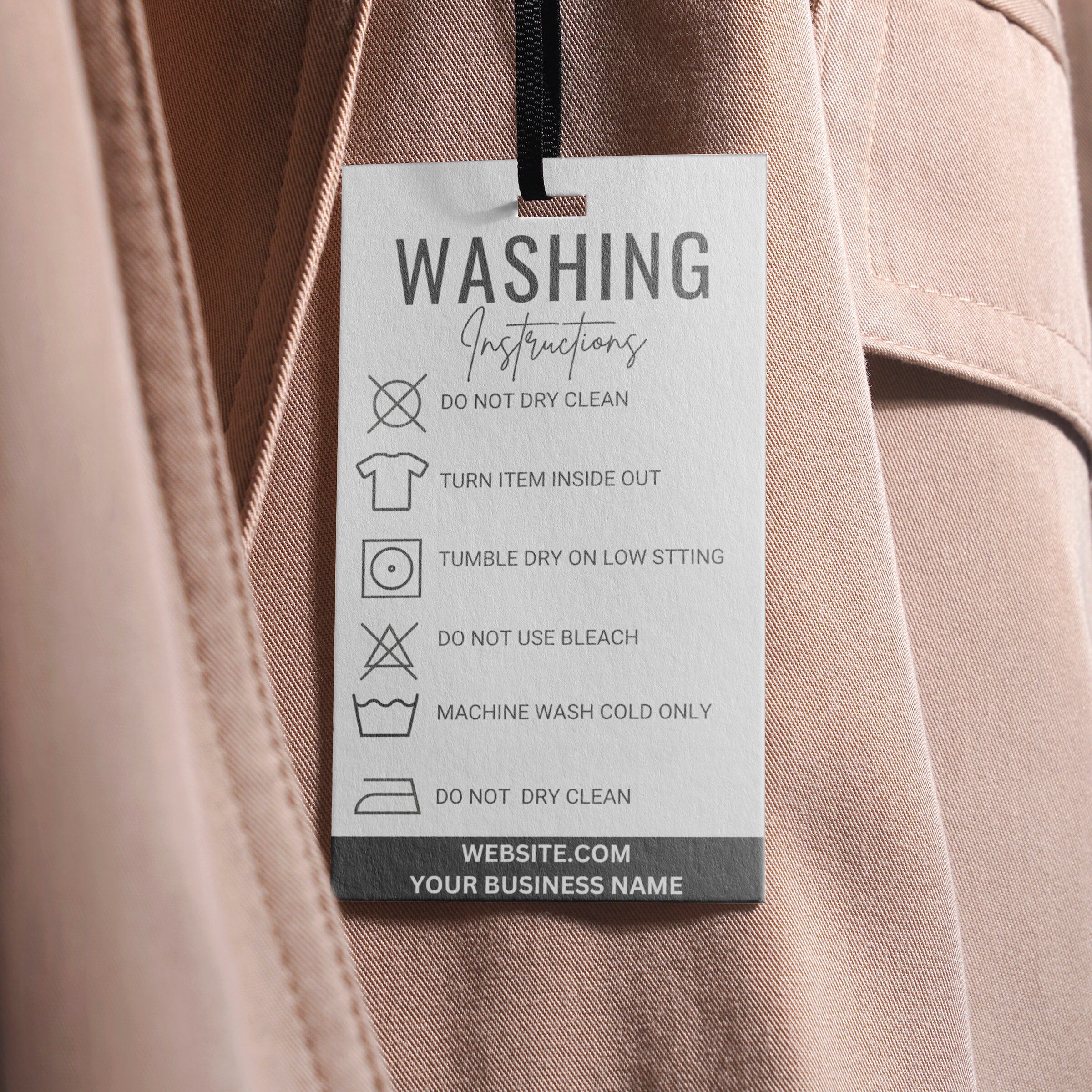 Editable Washing Instructions Card Template Printable Clothing Care ...