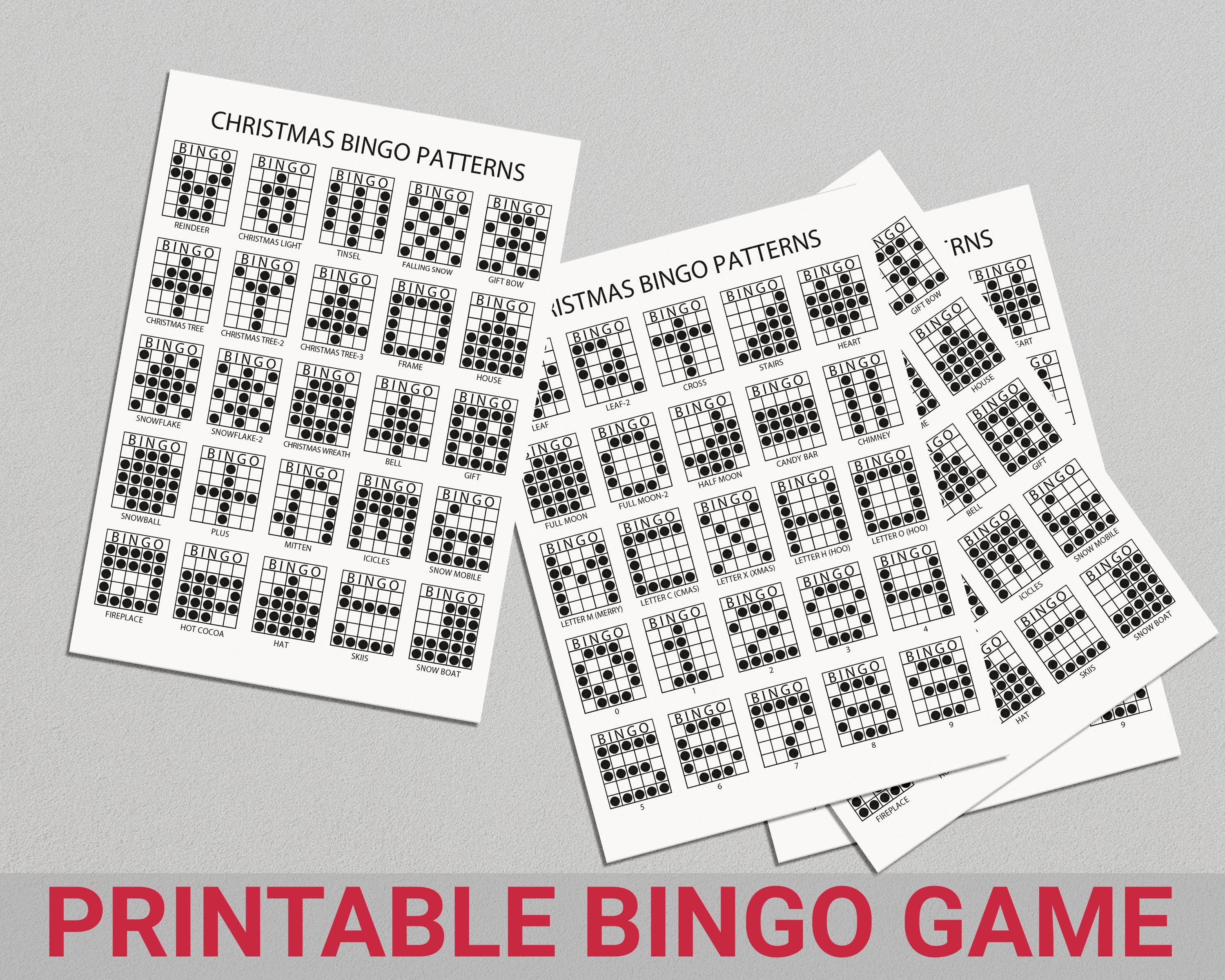 Christmas Bingo Patterns | Printable Christmas Bingo Party Game | 50 ...
