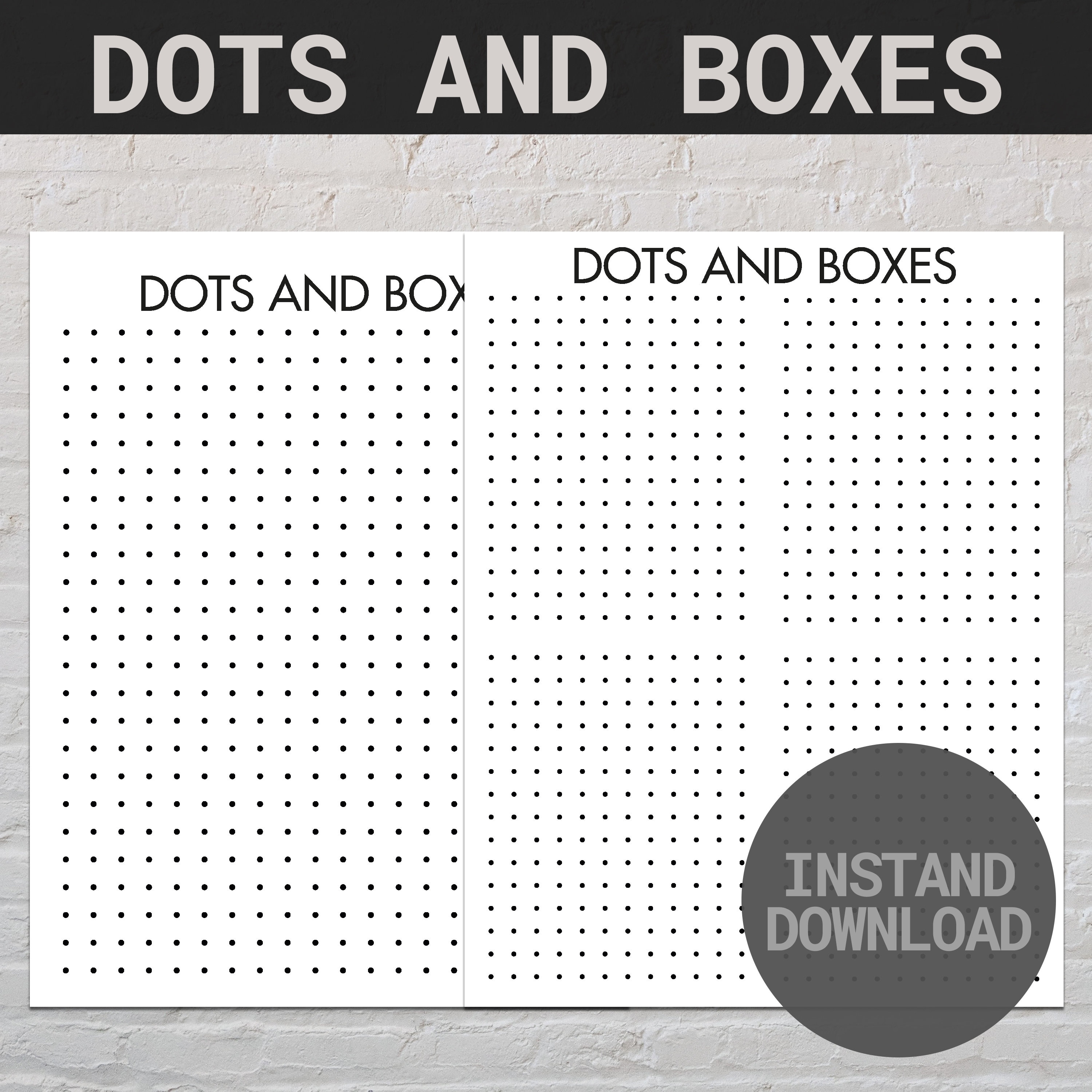 Dots and Boxes Game Printable Dots Game Classic Board Game Printable ...