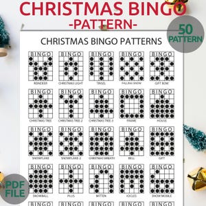Christmas Bingo Patterns | Printable Christmas Bingo Party Game | 50 ...