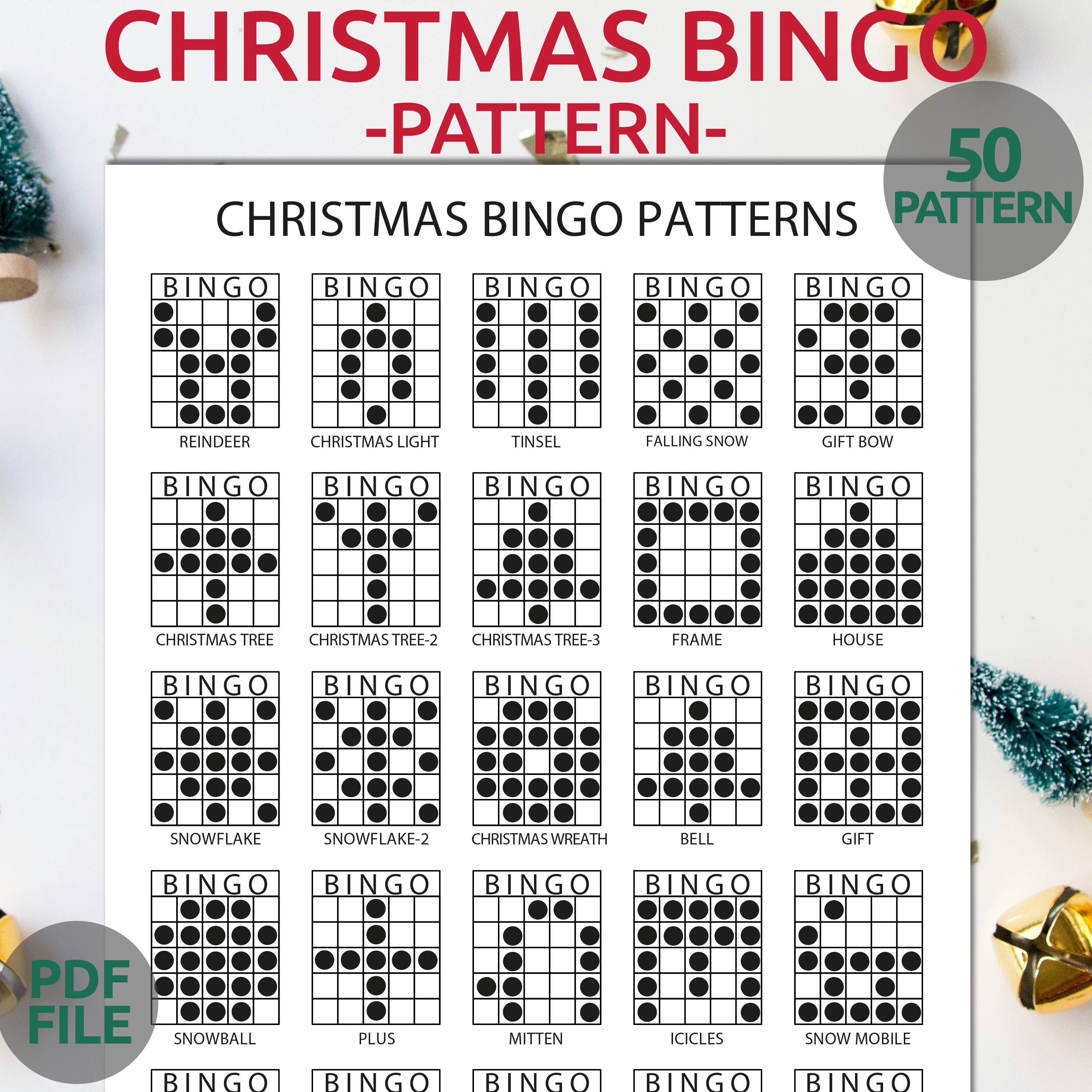 Christmas Bingo Patterns | Printable Christmas Bingo Party Game | 50 ...