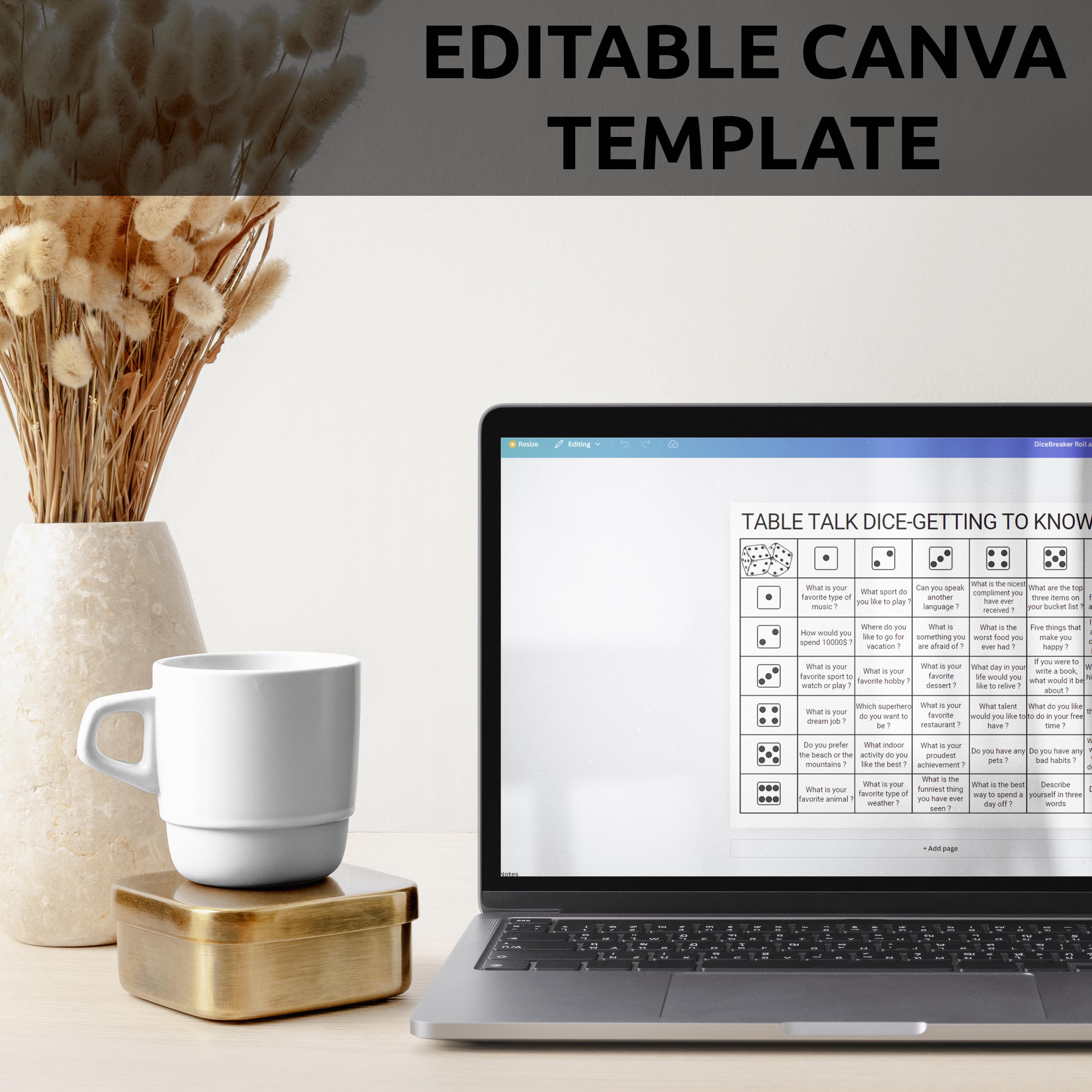Editable Dicebreaker Roll and Tell Game | Table Talk Dice | Editable ...