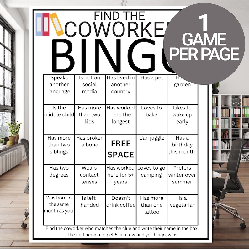 Coworker Bingo | Find Someone Who Bingo Game | Team Building Activity ...