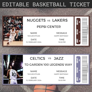 Custom Basketball Tickets | Printable Basketball Tickets Canva Template ...