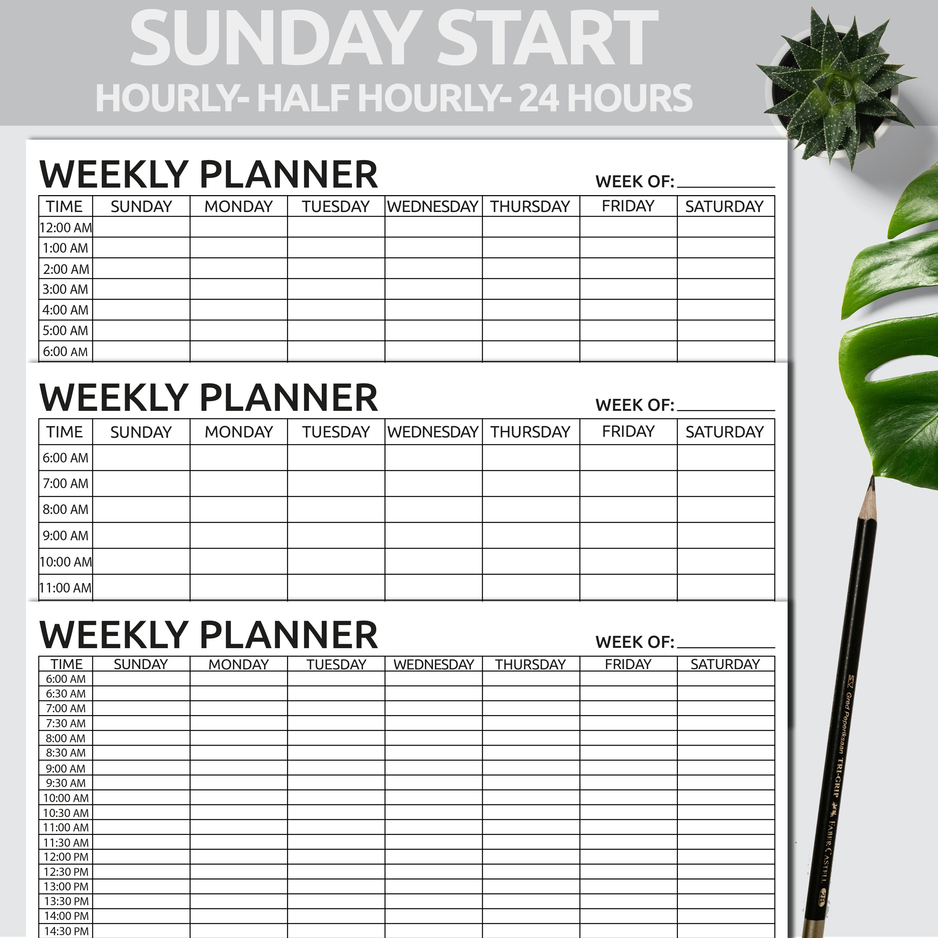 Printable Weekly Planner | Weekly Schedule | Hourly Weekly Planner ...