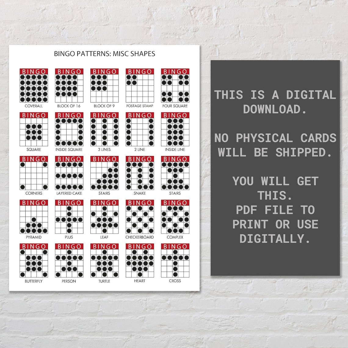 100 Bingo Patterns Printable Fun Bingo Party Game Bingo Winning ...